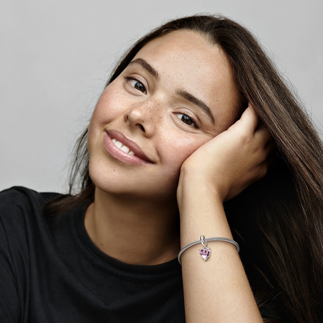 Pandora Rosafarbener Lebensbaum & Herz Charm-Anhänger Moments 792654C01