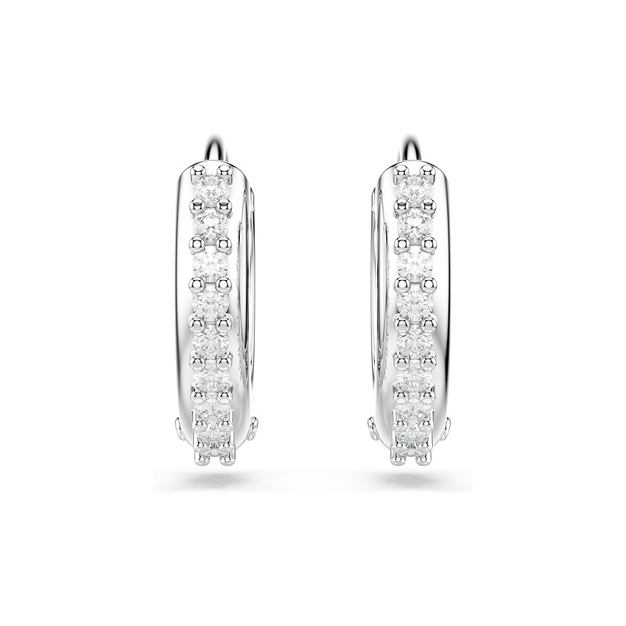 Swarovski Creolen Matrix, weiße Steine, silber, Rundschliff 5690670